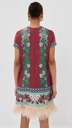 La DoubleJ Mini Swing Dress With Feathers