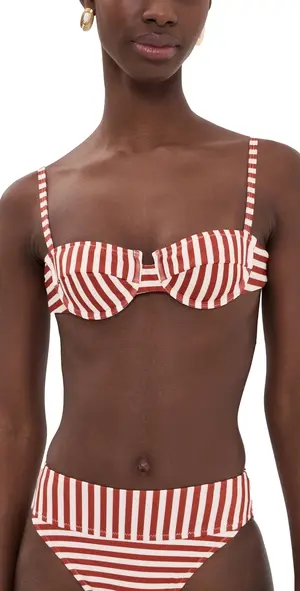BANANHOT Chess Bikini Top - Russet Stripes