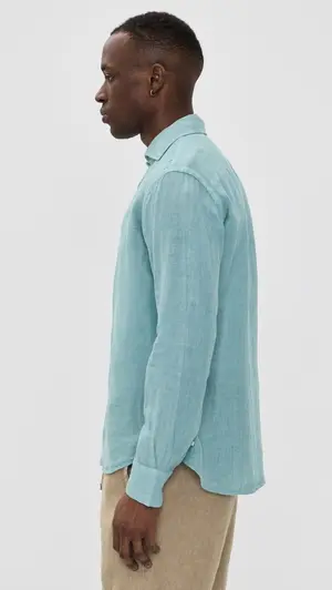 Fedeli Nick Linen Button Down Shirt - Teal