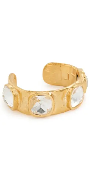 KENNETH JAY LANE Hammered Hinged Cuff Bracelet - Crystal