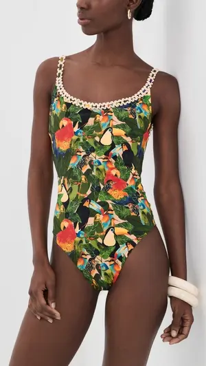 Farm Rio Bird Leaves One-piece Swimsuit