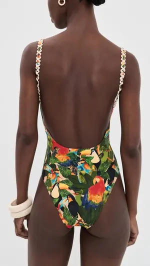 Farm Rio Bird Leaves One-piece Swimsuit