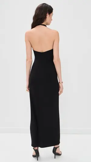 Norma Kamali Halterneck Maxi Dress With Slit - Black
