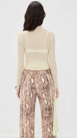 SIEDRES Alba Sheer Turtleneck Top With Tie Waist