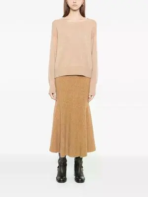 N.peal Crop Boat Neck Jumper - Neutrals