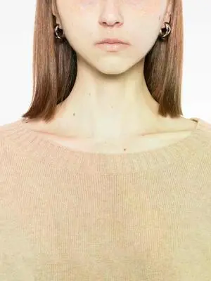 N.peal Crop Boat Neck Jumper - Neutrals