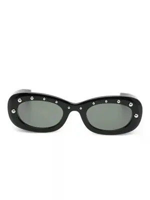 Alexander McQueen Stud-embellished Oval Frame Sunglasses - Black