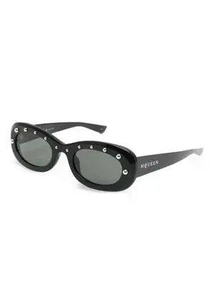 Alexander McQueen Stud-embellished Oval Frame Sunglasses