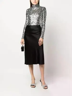 Patrizia Pepe Sequin Embellished High-neck T-shirt