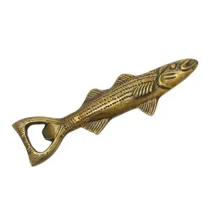 STORIED HOME Cast Aluminum Fish Shaped Bottle Opener - Gold