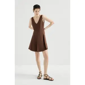 Brunello Cucinelli Fluid Twill Mini Dress - Cocoa