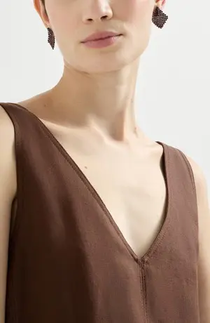 Brunello Cucinelli Fluid Twill Mini Dress - Cocoa