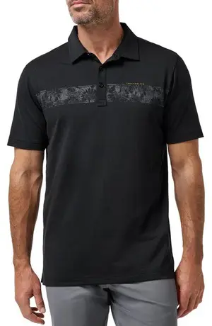 Travis Mathew Flight Chest Stripe Jersey Polo - Black