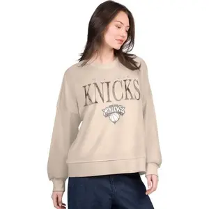 G-III 4HER BY CARL BANKS New York Knicks Oversized Vet Ii Sweatshirt - Natural