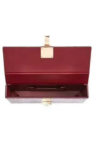 TOM FORD East/west Croc-embossed Leather Clutch - Ruby Red