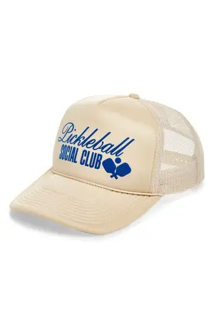 LOCAL BEACH Pickleball Social Club Trucker Hat - Khaki/blue