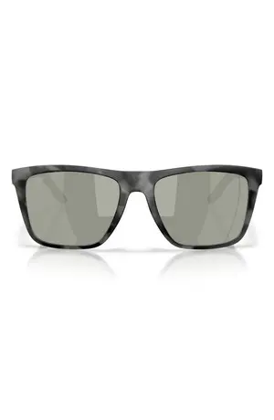 COSTA DEL MAR Mainsail Xl 59mm Mirrored Polarized Square Sunglasses - Tiger Shark/gray Silver 580g