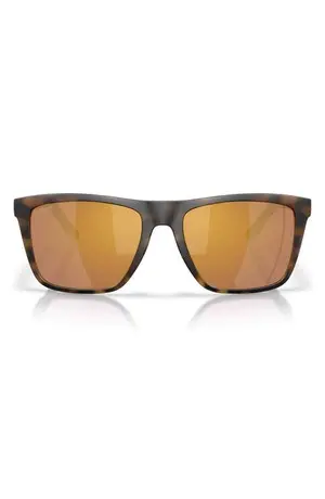 COSTA DEL MAR Mainsail Xl 59mm Mirrored Polarized Square Sunglasses - Tortoise/gold Mirror 580p