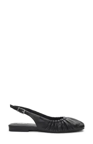 Ash Bibi Ruched Square Toe Slingback Flat - Black