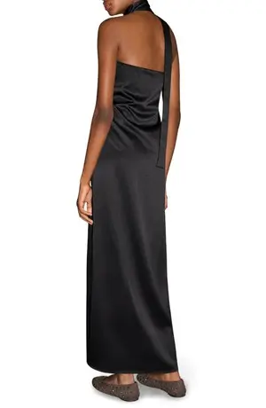 Mango Satin Halter Maxi Dress