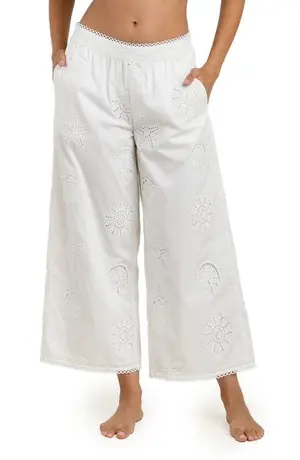 La Blanca Bayside Embroidered Wide-leg Cover-up Pants