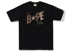 A BATHING APE Snake Sta Logo Tee Shirt - Black Beige