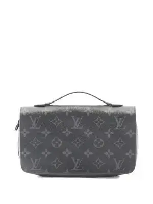 LOUIS VUITTON 2010s Xl Zippy Monogram Eclipse Wallet - Grey