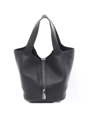 Hermès 2020 Lock Leather Tote - Black