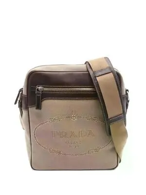 Prada 2010s Logo Jacquard Shoulder Bag