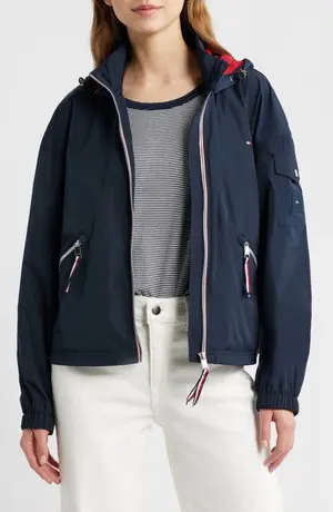 Tommy Hilfiger Hooded Windbreaker Jacket - Navy