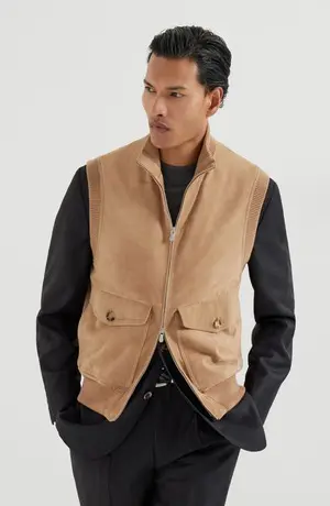 Brunello Cucinelli Suede Vest - Light Brown