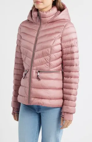 Tommy Hilfiger Packable Chevron Puffer Jacket - Bonita Pink