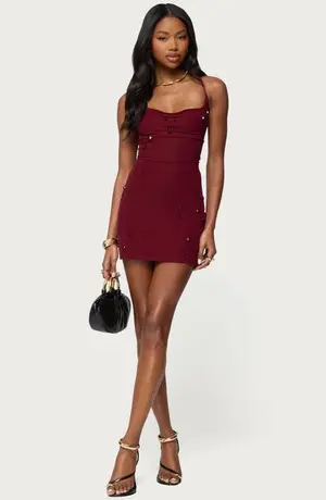 EDIKTED Crystal Strappy Mesh Minidress