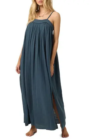 O'Neill Sai Saltwater Solids Cover-up Cotton Maxi Dress - Slate