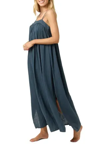 O'Neill Sai Saltwater Solids Cover-up Cotton Maxi Dress - Slate