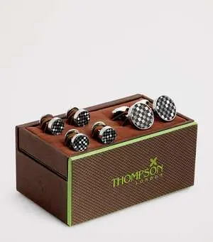 Tateossian Thompson Onyx Checkerboard Cufflinks And Studs Set
