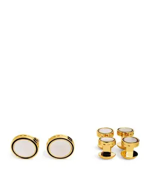 Tateossian Thompson -plated Mother-of-pearl Cufflinks And Studs Set - Gold