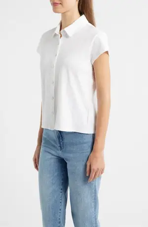 Bella Dahl Cap-sleeve Cotton-modal Blend Shirt - White