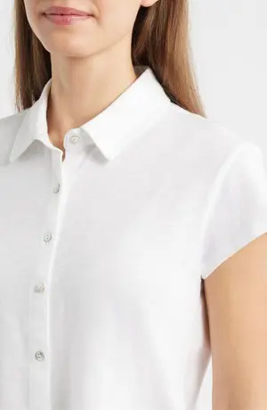 Bella Dahl Cap-sleeve Cotton-modal Blend Shirt - White