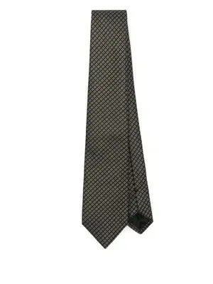 Emporio Armani Patterned Standard Neck Tie - Black