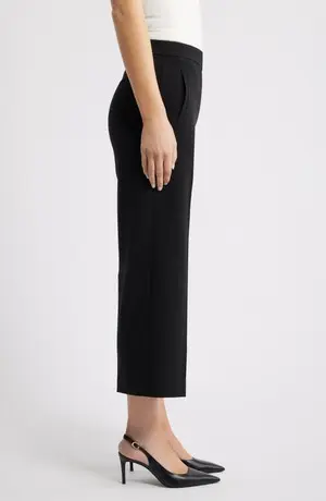 Anne Klein Pull-on Cropped Wide Leg Pants - Anne Black