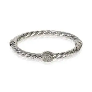 David Yurman Sterling Silver Diamond Metro Hinged Bracelet