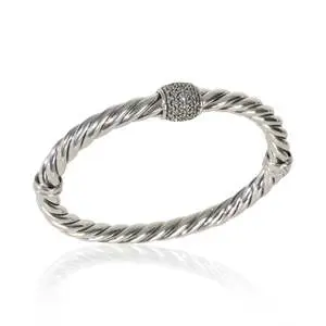 David Yurman Sterling Silver Diamond Metro Hinged Bracelet