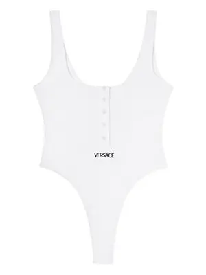 Versace Logo Cotton Bodysuit - White