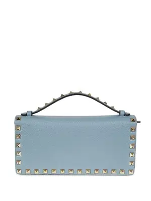 Valentino Garavani Rockstud Leather Wallet On Chain - Grey