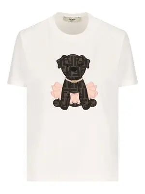 Fendi Printed Cotton T-shirt - White