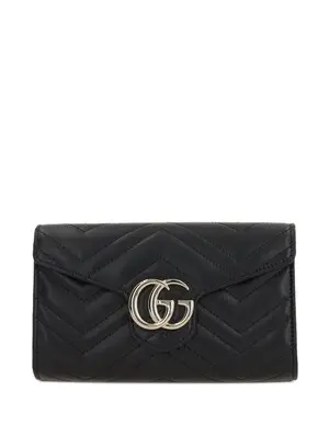 Gucci Gg Marmont Leather Wallet On Chain - Black