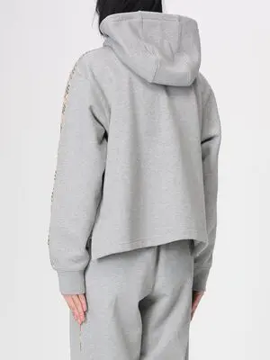 Burberry Checked Sleeve Zip-up Hoodie - Grey
