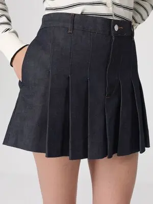 A.p.c. Pleated Denim Skirt - Blue