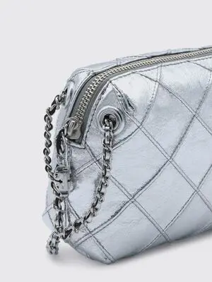 Tory Burch Quilted Metallic Leather Crossbody Bag - Silver